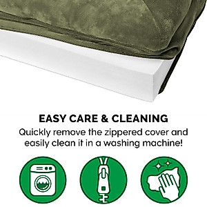 Furhaven Orthopedic Dog Bed for Large Dogs w/ Removable Bolsters & Washable Cover, For Dogs Up to 125 lbs - Faux Fur & Velvet Sofa - Dark Sage, Jumbo Plus/XXL