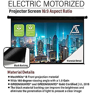 Akia Screens 110 inch Motorized Electric Remote Controlled Drop Down Projector Screen 16:9 8K 4K HD 3D Retractable Ceiling Wall Mount Black Projection Screen Office Home Theater Movie AK-MOTORIZE110H1