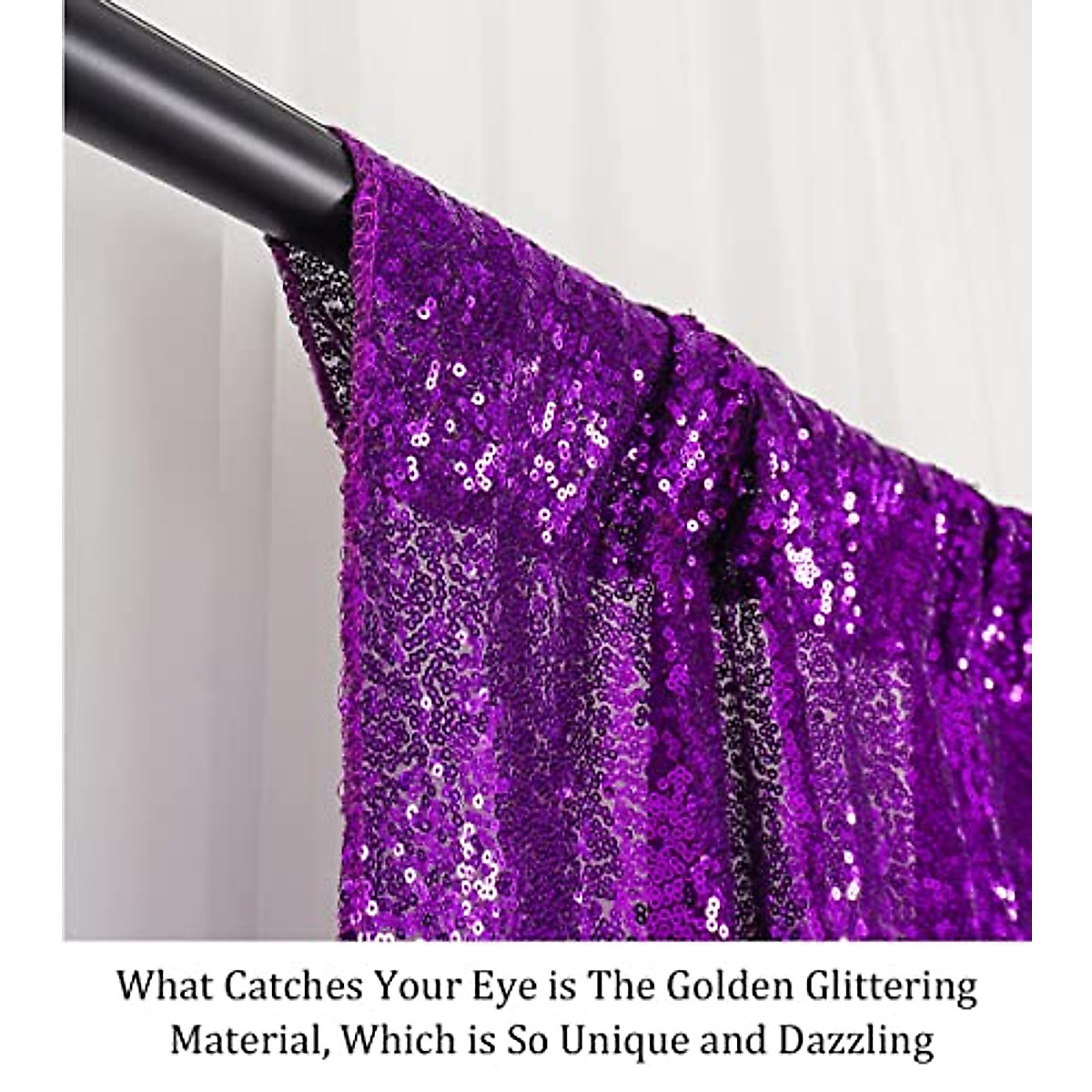 Pardecor Sequin Curtains Panels Sequin Backdrop Curtain Glitter Curtains Sparkle Photo Booth Backdrop Shimmer Backdrop for Parties Wedding Backdrop (2pc 2ftx7ft, Royal Purple)