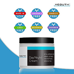 YEOUTH Day Night Cream for Face with Hyaluronic Acid, Snail Mucin and Copper Tripeptide,Hydrating Moisturizer Face Cream for Women and Men 4oz