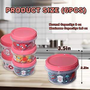 Caylielam 8oz Small Container with Lids, 6 Pack Stackable Food Storage Snack Containers for Kid, Reusable Plastic Lunch Bento Leakproof Sauce Condiment Meal Prep Box, Freezer & Dishwasher Safe, Red