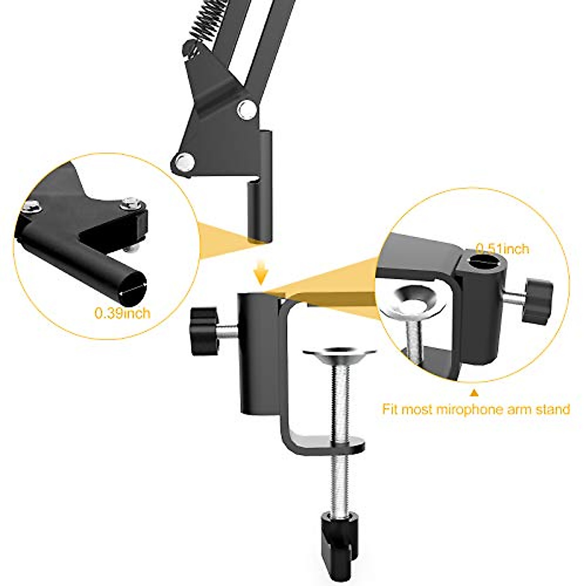Replacement Aluminum Alloy C-Clamp Desk Light Clamp Mount Holder Cantilever Bracket with 1/4 Inch Thread Hole for Desktop Table Lamp