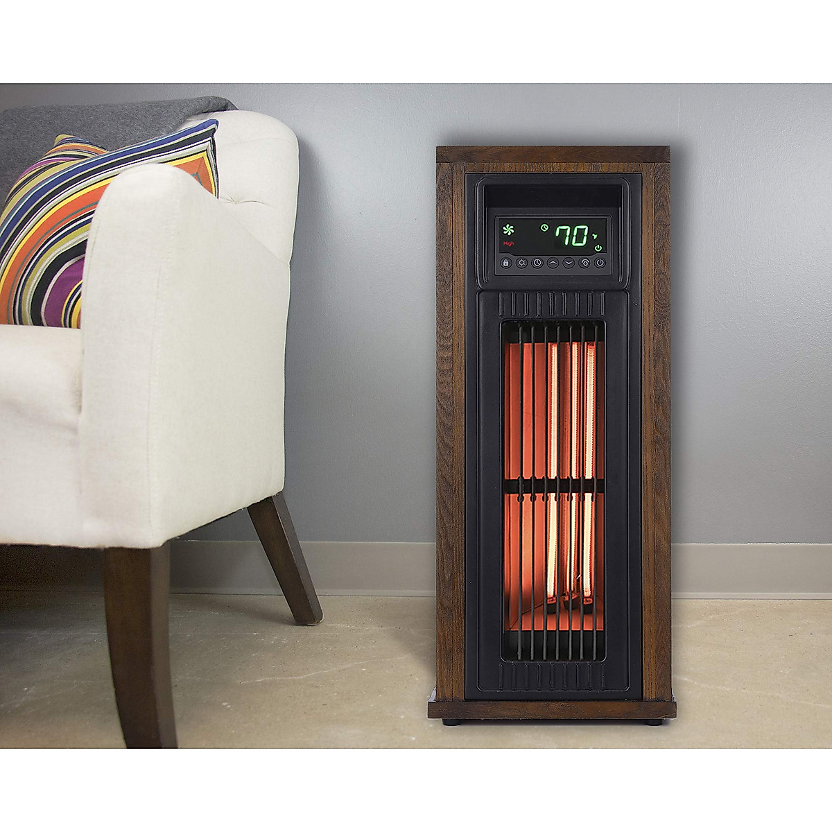 LIFESMART GLOBAL Tower Heater, Portable Indoor 23" Infrared Quartz Space Heater, 1500W