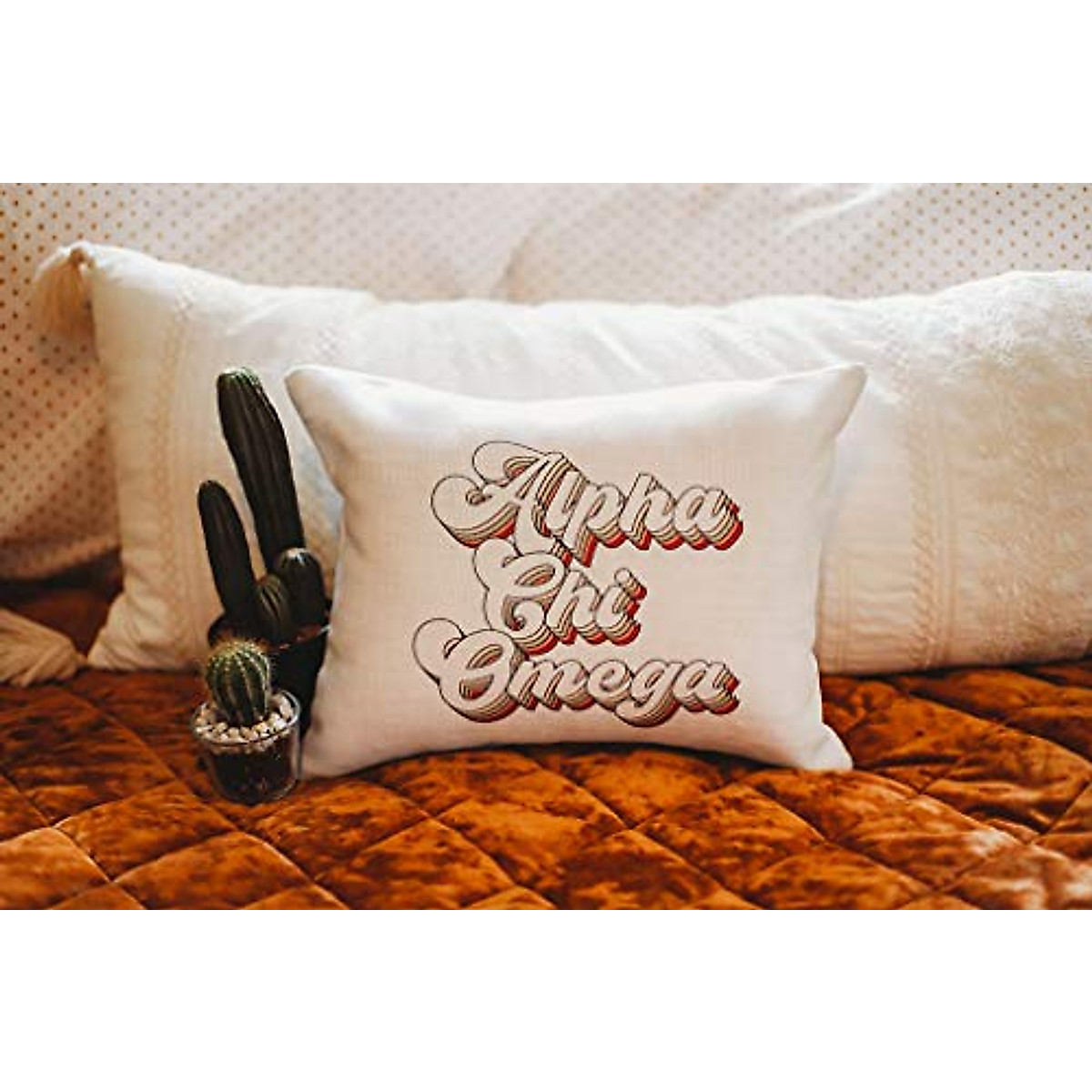 Sorority Shop Alpha Chi Omega Pillow – Retro Design, 12" x 16" Lumbar Pillow Sorority