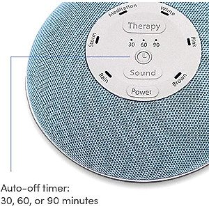 Homedics Deep Sleep Mini Portable Sleep Sound Machine, Blue, Sound Machine with 5 Soothing Sounds and 3 Sleep Therapy Programs, Rechargeable Sound Therapy for Home, Office, Nursery, Auto-Off Timer