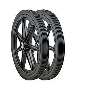 Marathon 92001-2PK 20x2.0 Flat Free Ribbed Tread Cart Tire on Plastic Rim, 3/4" Bearing, Non-Marking, 250-Pound Load Capacity, 2 Pack