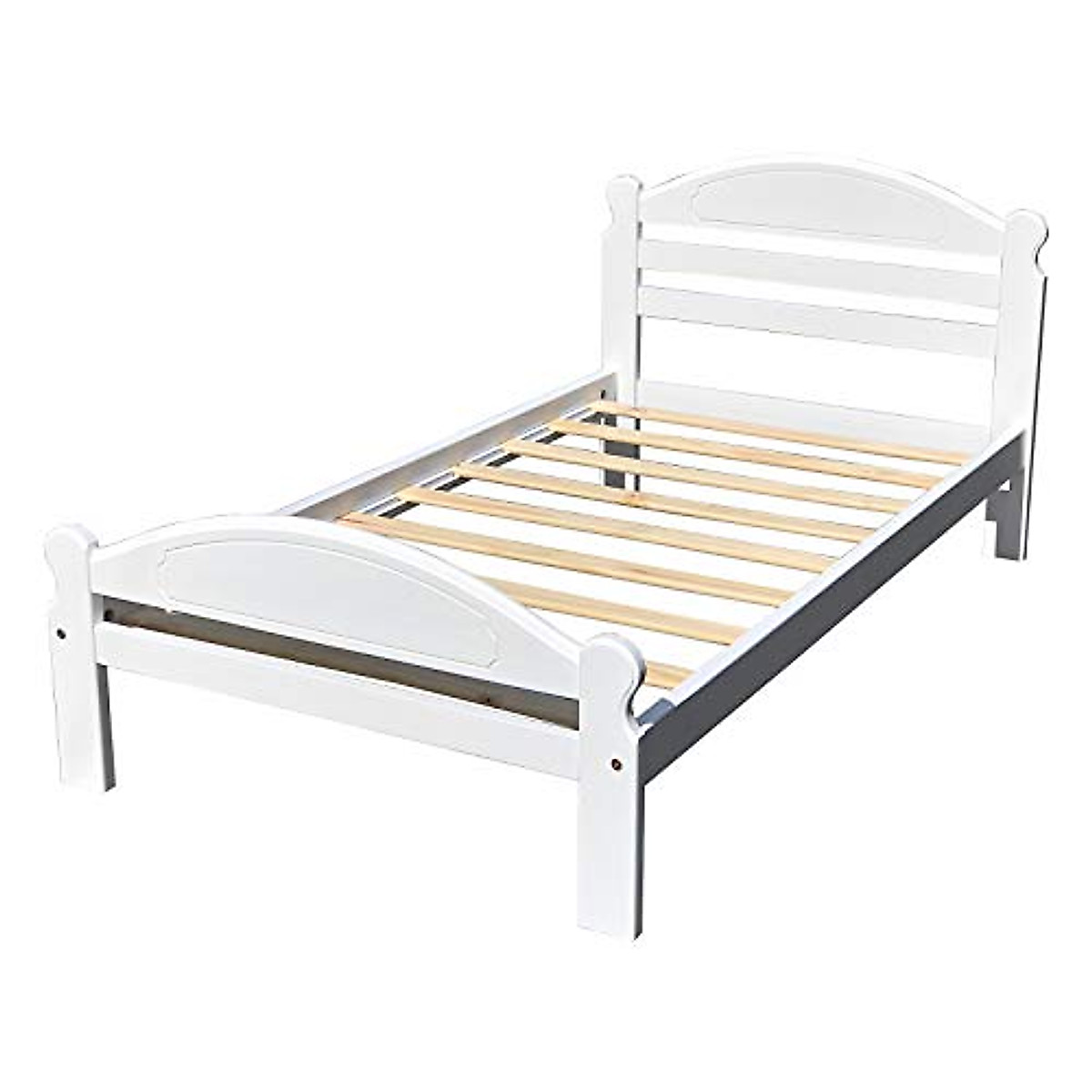 Twin Trundle Bed White Finish Solid Pine Wooden Arizona Trundle Bed 39 x 75 in Wooden Slats Support Unfinished Bedroom Single Wooden Bed Frame Hand Finished