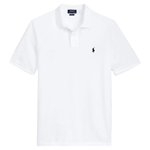 Polo Ralph Lauren Classic Fit Mesh Pony Logo Polo Shirt (XL, BasicWhite)