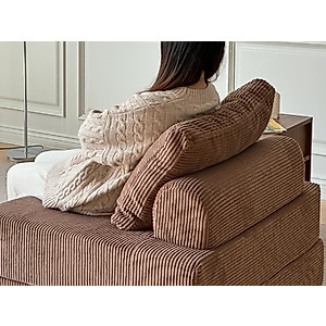 N&V Free Combination Convertible Folding Sofa Bed, Armless Foam Floor Sofa, Sleeper Floor Couch for Living Room and Bedroom Sleeper Chair with Pillow(Brown, 35 * 35 inch)