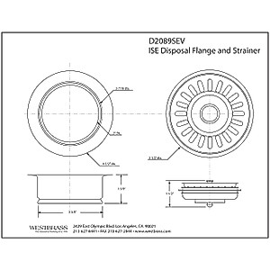 Westbrass D2089SEV-12 3-1/2" Kitchen Sink Waste Disposal Drain Flange and Basket Strainer, Oil Rubbed Bronze
