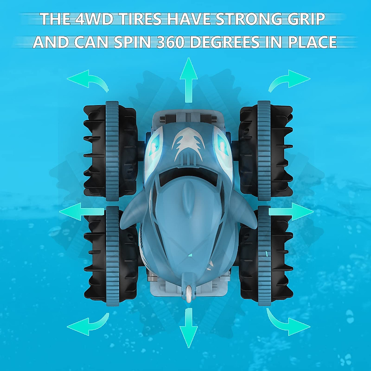 SENBYOWEI RC Outside Toddler Water Toys for Kids Monster Trucks for Boys Toys Age 6-8 Amphibious Remote Control Shark CAR for Boys 8-12 (BE)