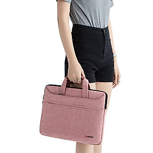 DOMISO 11.6-13 inch Laptop Bag Business Briefcase Water-resistant Notebook Messenger Shoulder Bag for 13" MacBook Pro/12.9" iPad Pro/13 MacBook Air Retina/12.3" Microsoft Surface Pro Pro 4 6,Pink