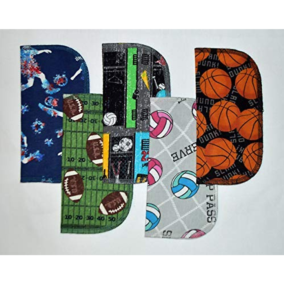 2 Ply Printed Flannel 8x8 Inches Little Wipes Set of 5 Sports Loving Fans