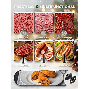 Flyseago Meat Grinder Electric 3200W Heavy Duty Meat Mincer Chopper Machine Touch Control Multifunctional with Cutting Blade 3 Grinding Plates 3 Sausage Stuffers Kubbe Kit for Household&Commercial