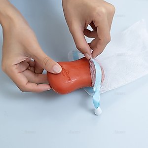 AUEAR, 20 Pack Handmade Soap Exfoliating Mesh Pouch Saver Bag Double Layer Bubble Foam Net Drawstring Holder (Assorted Colors)