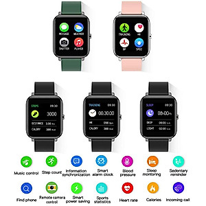 EBAKIN Smart Watch Fitness Tracker 1.4 inch Full-Touch Screen IP67 Waterproof Blood Pressure Heart Rate Blood Oxygen Multi-Sport Fashion Smartwatch(Gray)