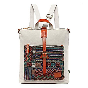 TSD Brand Four Seasons Convertible Canvas Backpack (Ivory)