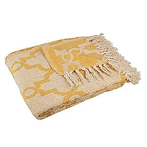 CRAFKART Cotton Throw Blanket - Beautifully Knitted Decorative with Fringe - Stylish Reversible Lightweight Farmhouse Throw Blankets for Sofa Couch Bed Chair Picnic Beach - Home Living Room Decor