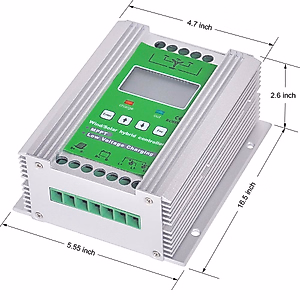 Pikasola 1400W 12/24v Battery Off Grid Controller Wind Turbine Solar Hybrid MPPT Charge Boost Controller with Unloader Suitable for 800w Wind Generator 600w Solar Panel System Controller