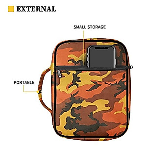 Rnyleeg Orange Camo Bible Bag for Kids, Bible Covers for Men Women, Unique Bible Bags and Totes for Women with Handles,Gifts for Men Women