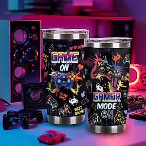 Gamer Gifts, 20 Oz Stainless Steel Game Controller Tumbler with Straw&brush, Gifts for Boyfriend, Gamer Tumbler, Presents, Gaming Tumbler, Birthday/Christmas/Holiday/Thanksgiving Gift for Game Lovers