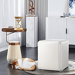 Kismile Retro Mini Fridge with Freezer,1.7cu. ft Small fridge with Adjustable Removable Glass Shelves, Mechanical Control, Compact Refrigerator for Office, Dorm, Bedroom (White)