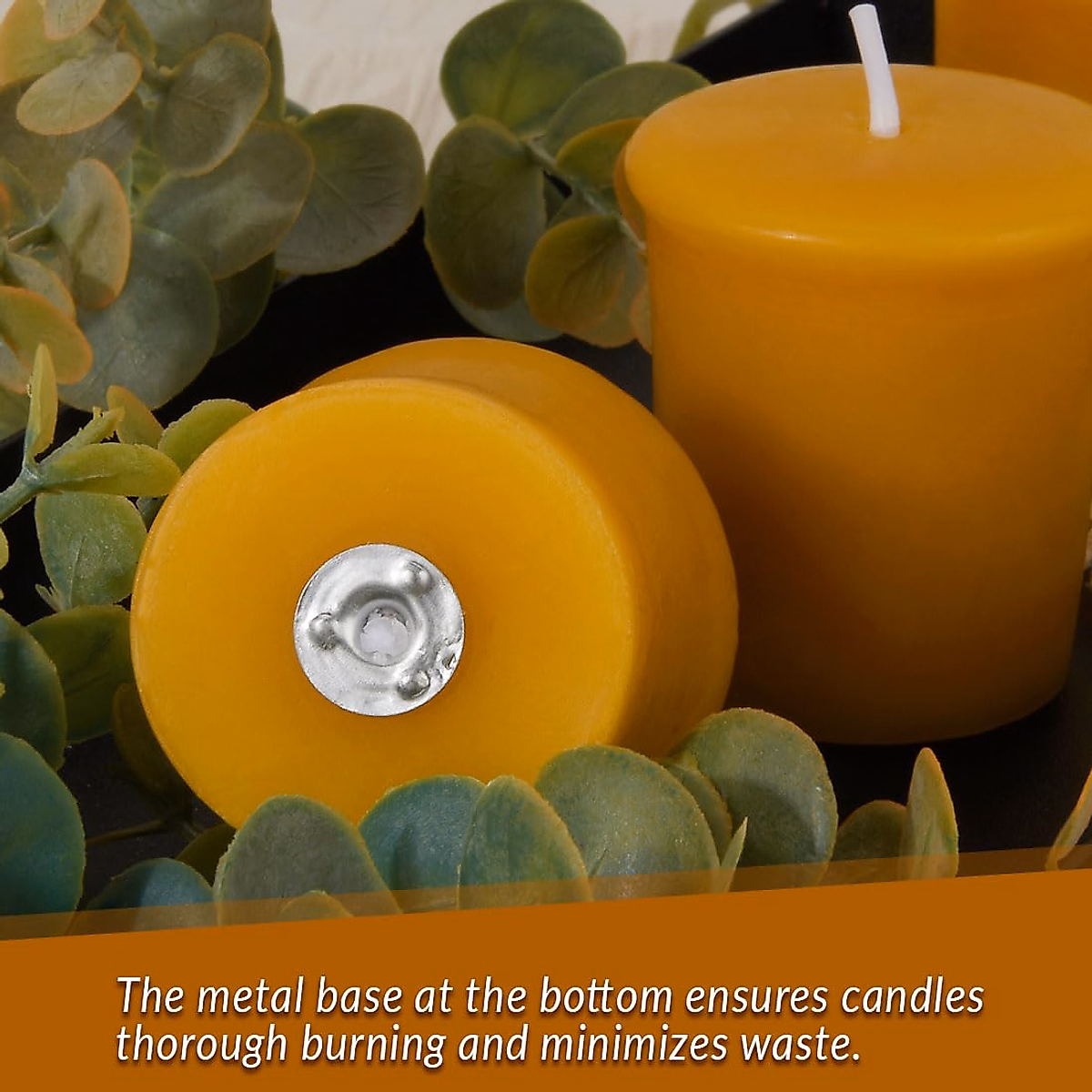 Aglary 4PCS Pure Beeswax Votive Candles, Unscented, Naturally Lightly Honey Scented, 12 Hours Burn Time Each (Raw)