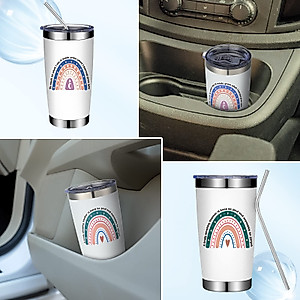 Hoolerry 6 Pcs Teacher Appreciation Gifts Teacher Gifts Bulk 20oz Rainbow Stainless Steel Tumblers with Lids, Straws and Brushes for Graduation Teacher Appreciation Birthday Gifts Supplies