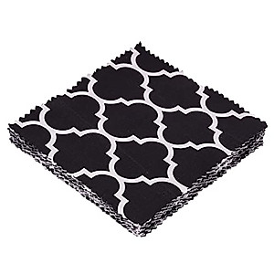 Soimoi Geometrical Stencils Print Precut 5-inch Cotton Fabric Quilting Squares Charm Pack DIY Patchwork Sewing Craft- White & Black