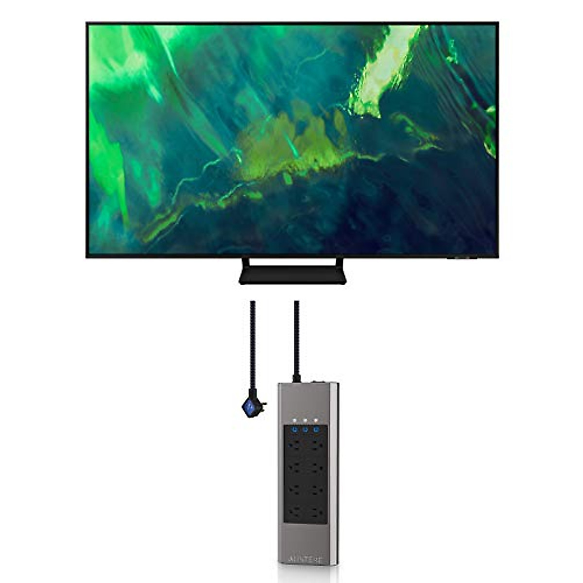 SAMSUNG QN75Q70AA 75" Class UHD High Dynamic Range QLED 4K Smart TV with an Austere V-Series 8-Outlet Power w/Omniport USB (2021)(Used)