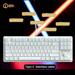 IROK FE87/104 Pro Wireless hot-swappable Gaming Keyboard, backlighting Mechanical Keyboard, Silenced Construction, Bluetooth/2.4G/Wired for Windows PC Gamers White-Red Switch