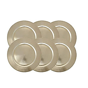 Ms Lovely Metallic Foil Charger Plates - Set of 6 - Made of Thick Plastic - Gold