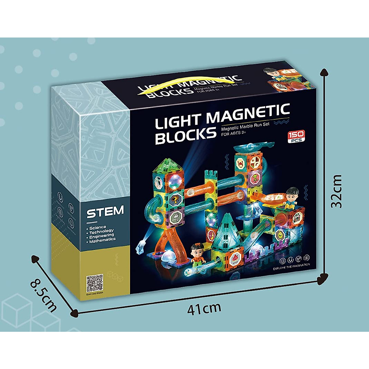 UNIQUE KIDS Magnetic Tiles Building Blocks with Marble Run - Engaging STEM/STEAM Toys for Kids - Educational and Fun - Perfect Christmas and Birthday Gift (150 PCS)