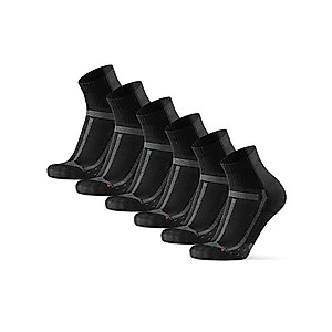 DANISH ENDURANCE Long Distance Running Socks, Quarter, Cushioned & Moisture Wicking, 3 Pair Pack for Men & Women