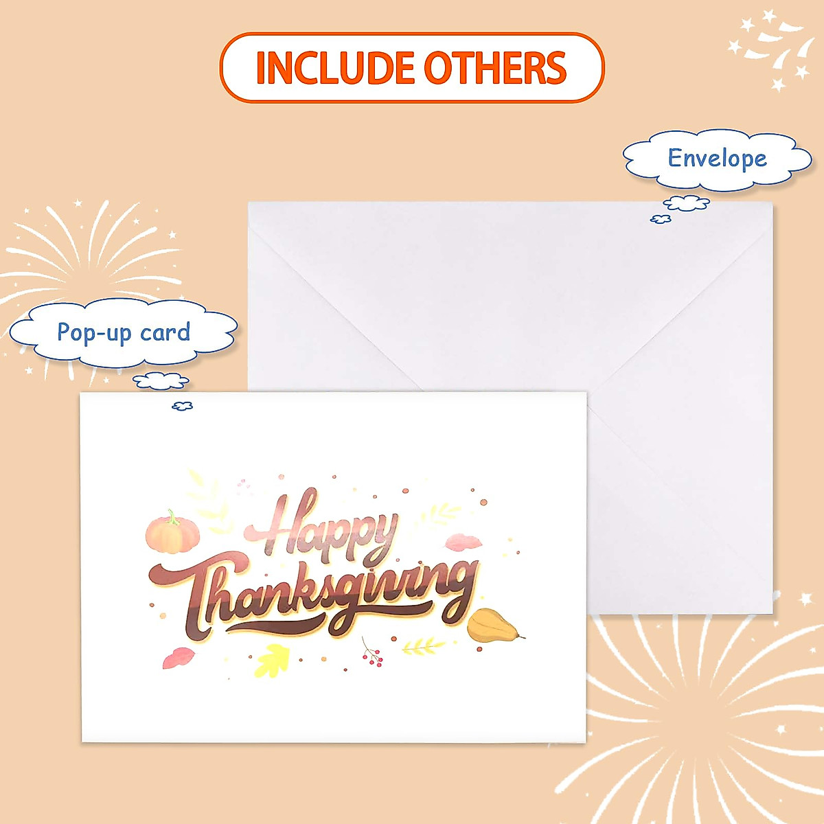 DTESL 3D Pop Up Thanksgiving Card with Light and Music, for All Occasion, Fall Card, Thanksgiving Card, Birthday Card, Fall Thank You Card, Happy Holiday Card, with Envelope