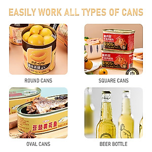 JPH Commercial Can Opener Manual Heavy Duty - Easy to Use with Comfortable Easy Crank Handle - Swing Grip Design, Hand Can Opener, Includes Built in Bottle Opener (Extra Large)