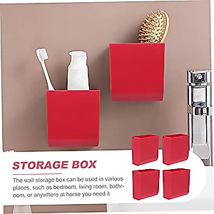 Holibanna Remote Control Storage Box Rc Stand Vanity Organizer Tray Cellphone Stand 4pcs Box Wall Adhesive Pen Holder Remote Wall Stand Wall Sundries Holder Wall Mounted Rack Storage Rack