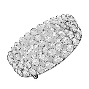 JUOPZKENN Crystal Cosmetic Makeup Tray Jewelry Trinket Tray Organizer Vanity Tray Mirrored Decorative Tray Home Deco Dressers Perfume Skin Care Tray for Christmas Brithday Gift(Silver 20cm)