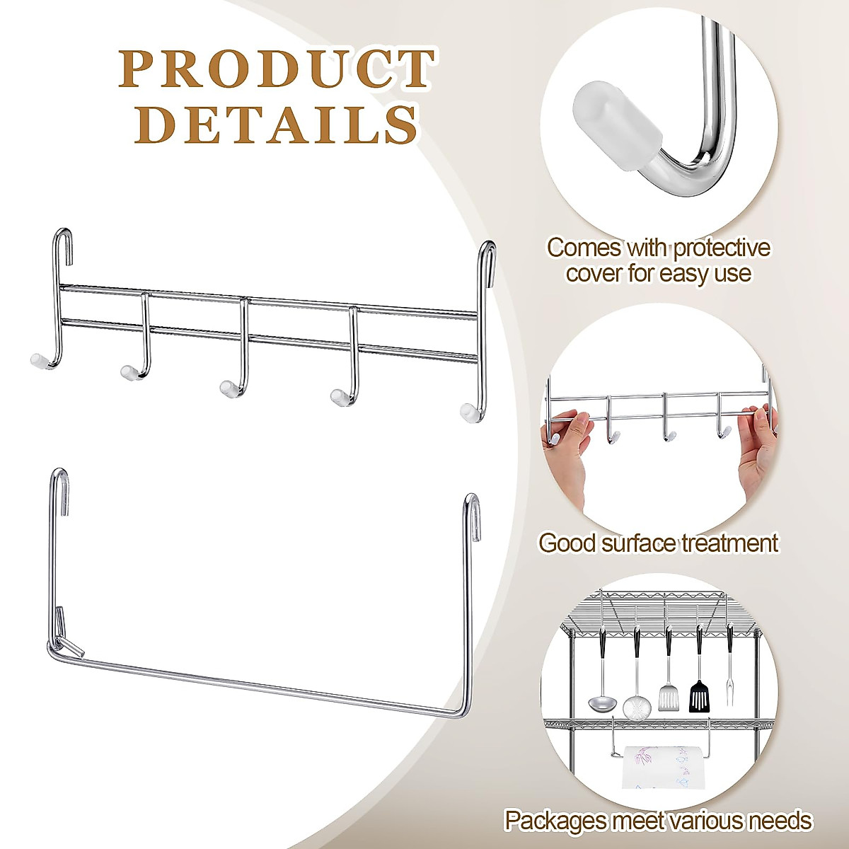 CroBlissful 2 Pack Paper Towel Hanger with Hook for Wire Shelving Paper Towel Holder and Hook Set for Camp Chef Stove Side Shelves Utensils Hanging Kit Grills Kitchen