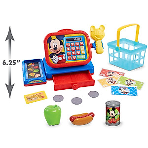 Disney Junior Mickey Mouse Realistic Sounds Toy Cash Register with Pretend Play Money, 14-pieces, Kids Toys for Ages 3 Up, Amazon Exclusive by Just Play