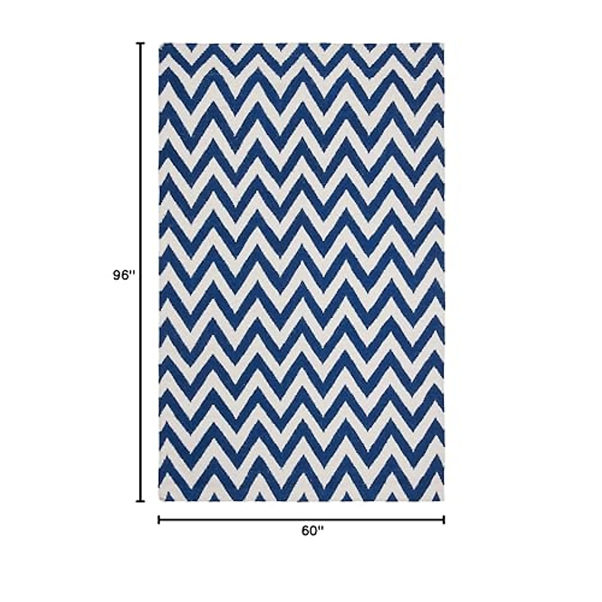 SAFAVIEH Dhurries Collection 5' x 8' Dark Blue/Ivory DHU557K Handmade Flatweave Premium Wool Area Rug