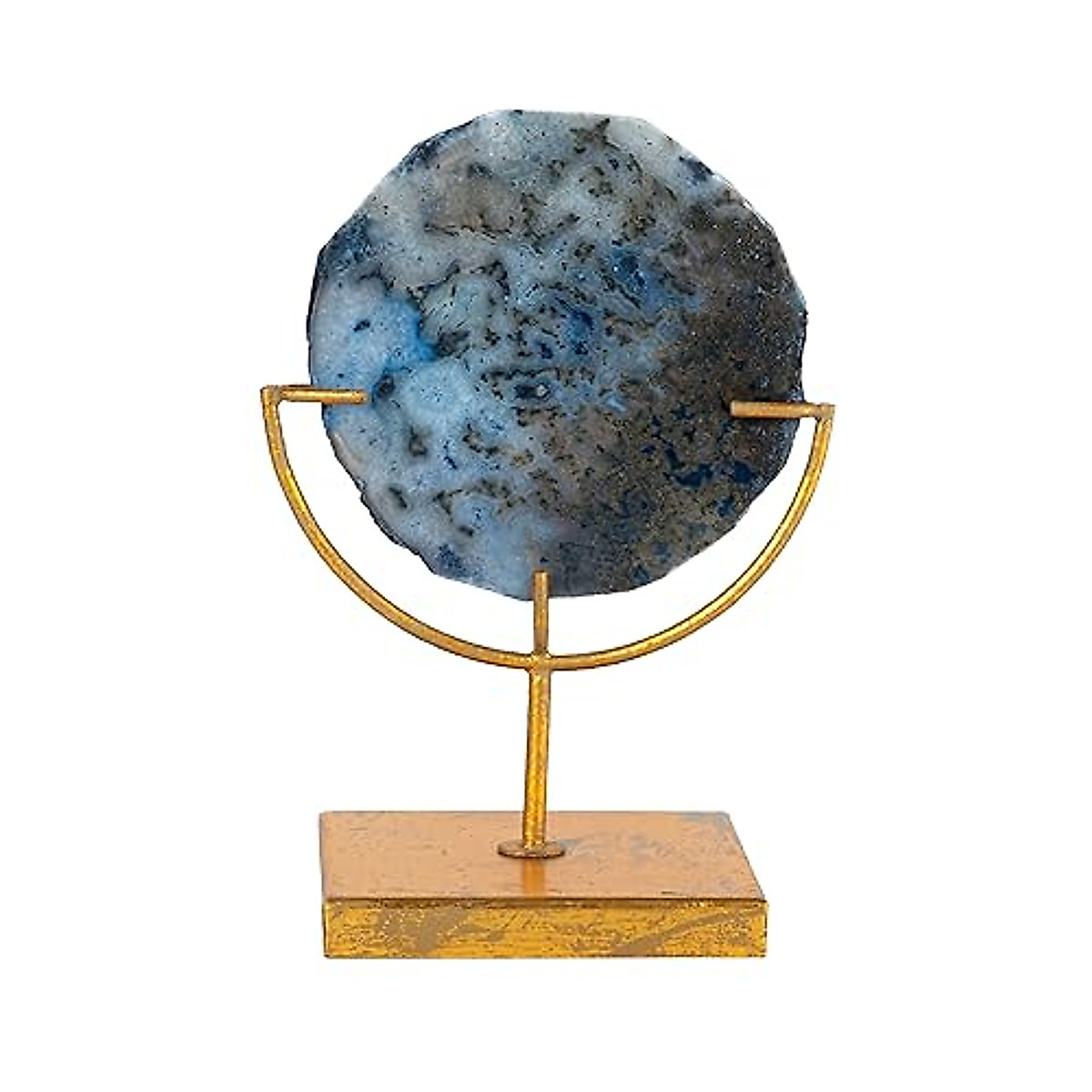 Decorative Agate Stone Slice on Metal Stand