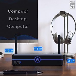 AZULLE Byte4 Pro Fanless Mini Desktop PC 4GB/64GB with Keyboard - Business & Home Powerful Portable Computer, WiFi, Ethernet, Windows 10 Pro