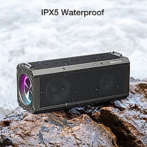 BlitzMax WA3 PRO 120W 360° Surround Stereo TWS Portable Wireless Bluetooth 5.0 Mini Speaker with Microphone,Waterproof,4 RGB Light,3 EQ Modes,Power Bank,DSP Technology,Outdoor Travel Party,AUX TF USB