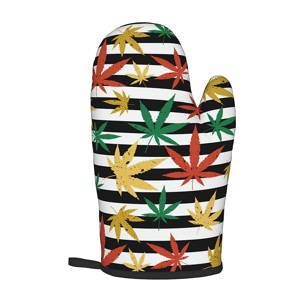 Oven Mitts and Pot Holders Sets Colorful Weed Oven Gloves Heat Resistant Potholders Washable Non-Slip BBQ Gloves with Hanging Loop for Women Men Kitchen Baking Cooking Grilling