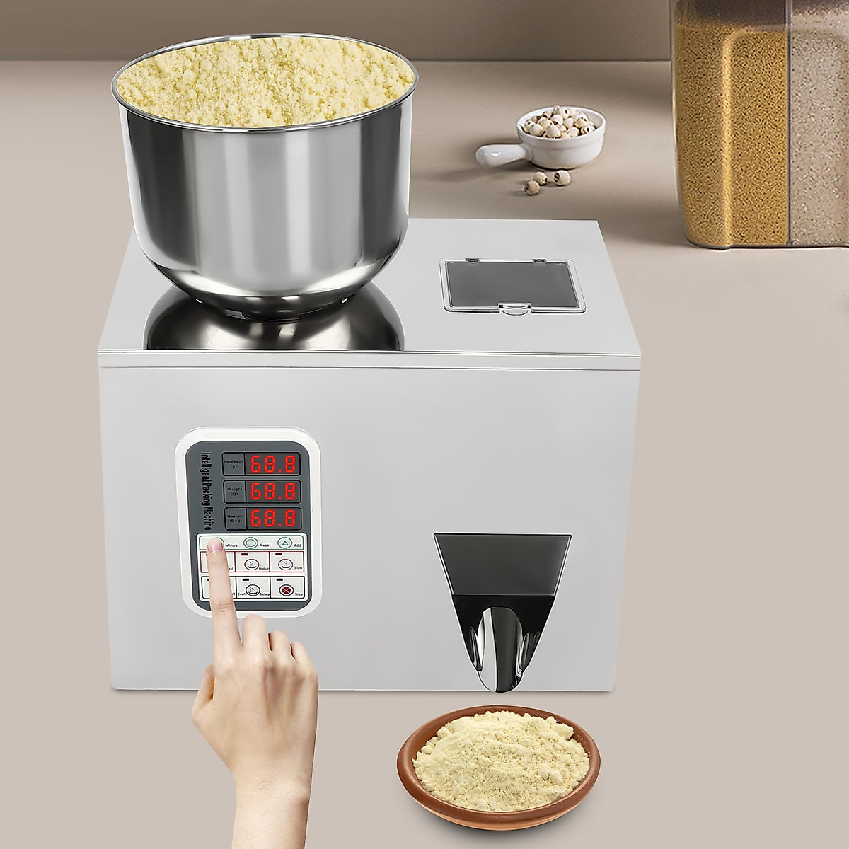 Glitter Filling Machine Particle Weighing Automatic Filler 1-100g Bottle Bag Powder Filler Particle Dispenser for Tea Seeds Grains Powder Flour Beans Glitter