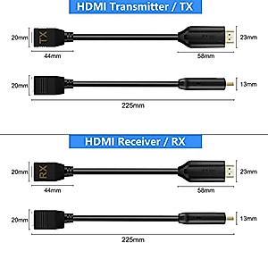 Wiistar HDMI Extender Over Cat5e/6 HDMI to RJ45 Extender Ethernet Network Converter Cable Repeater 1080P up to 60m HDMI Transmitter and Receiver for HDTV STB