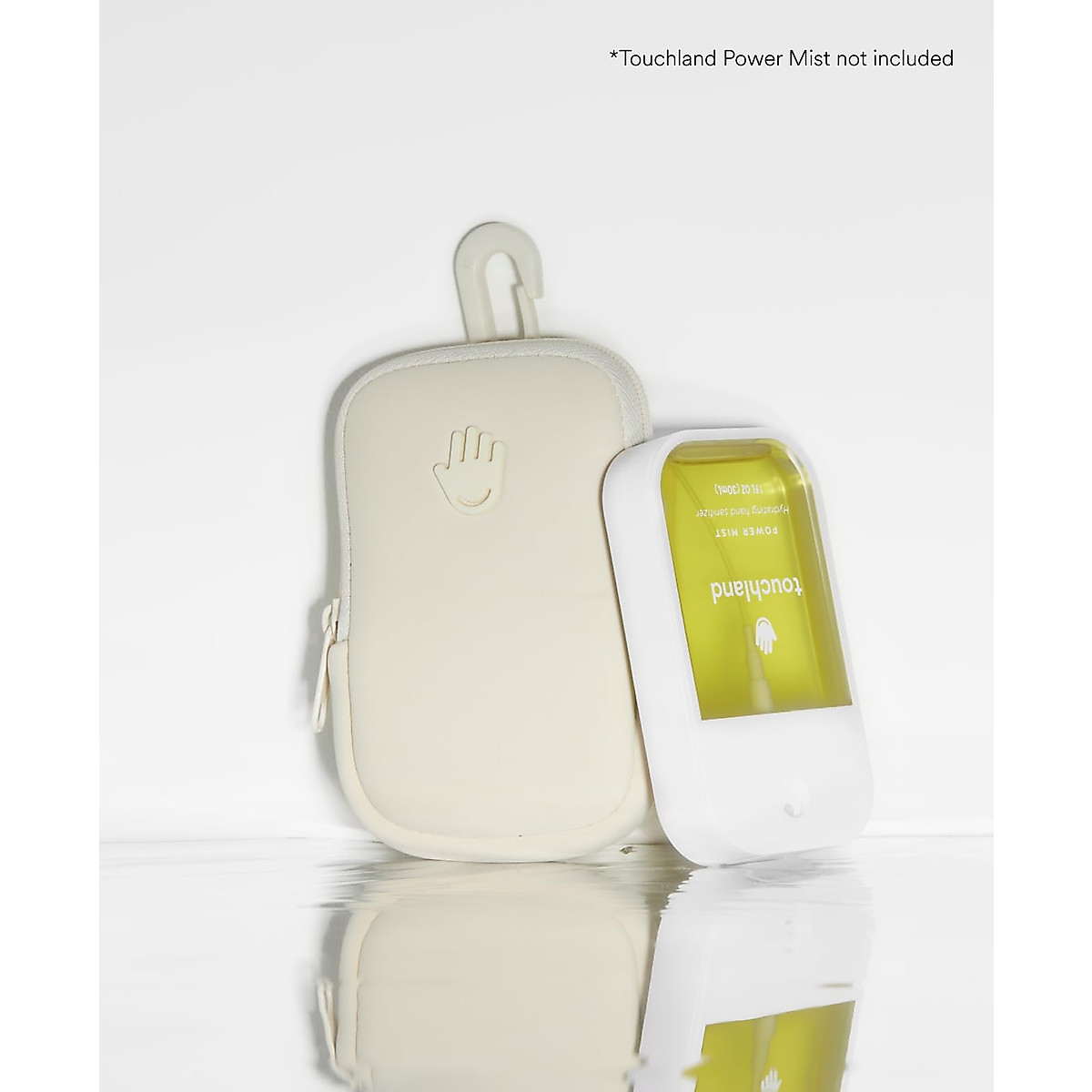 Touchland Touchette Zippered Pouch, Attachable Fashion Accessory with Snap Hook for Power Mist and Glow Mist 1FL OZ, Ivory