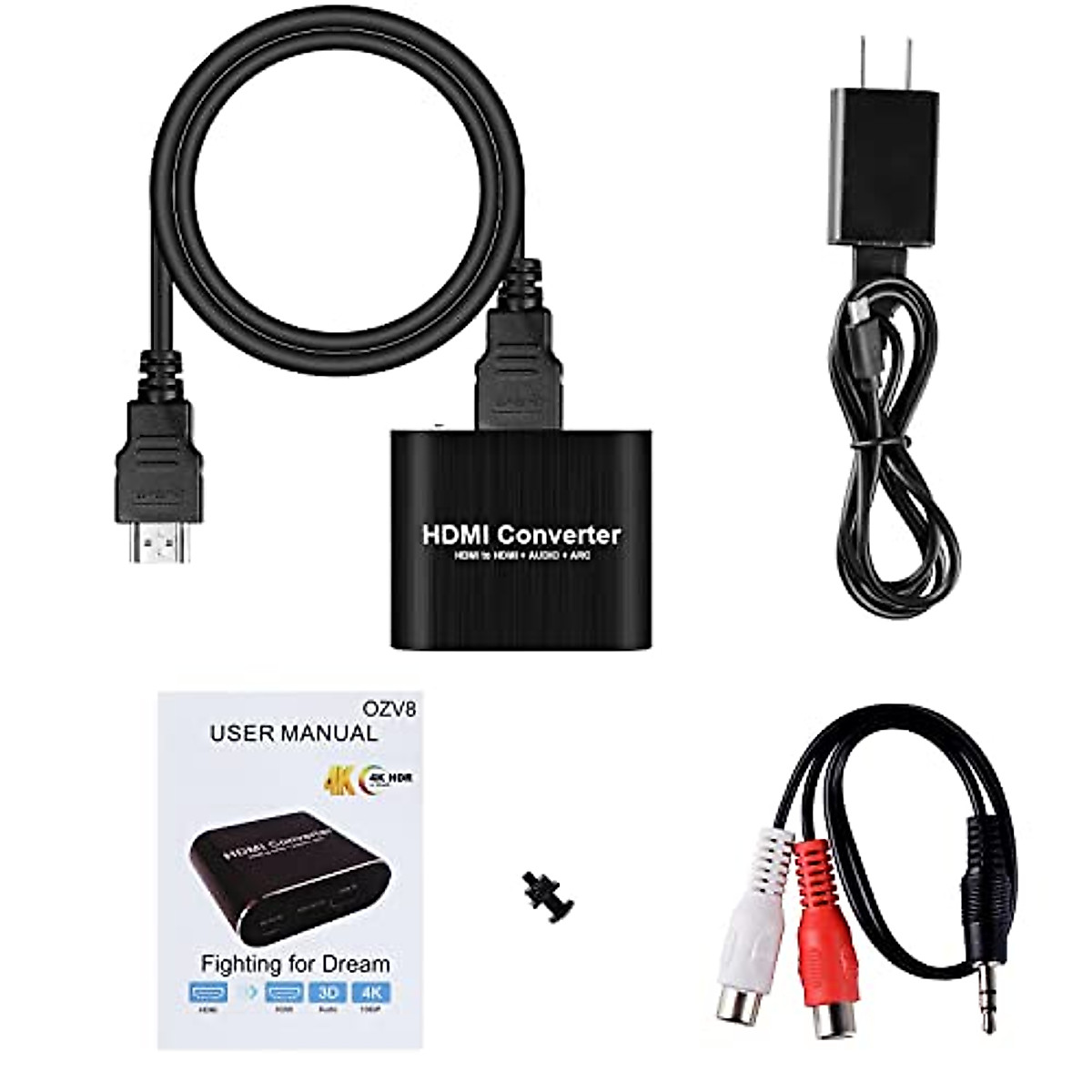 avedio links 4K@60Hz HDMI Audio Extractor, HDMI to HDMI + Optical Toslink SPDIF + 3.5mm AUX Stereo Audio Out, HDMI Audio Converter Adapter Splitter Support HDCP1.4 Full HD 1080P 3D