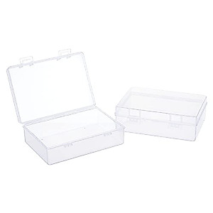 SUPERFINDINGS About 6Pcs Clear Rectangle 4.96" Long Transparent Plastic Bead Containers with Hinged Lids for Beads, Jewelry, Earplugs, Pills and More Small Items